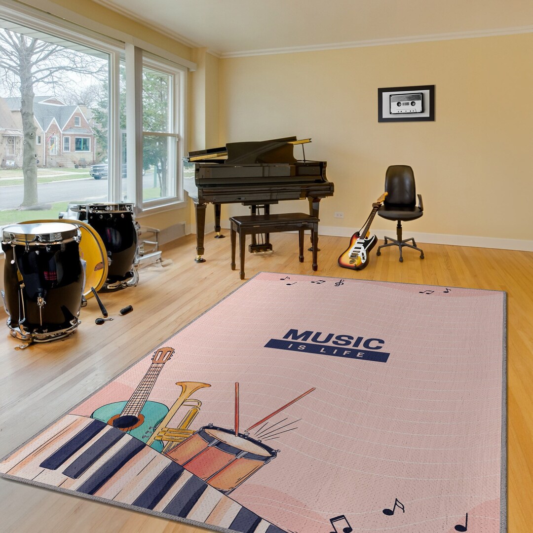 Pink Preppy Rug for Music Decor, Music Lover Gifts, Music Teacher ...