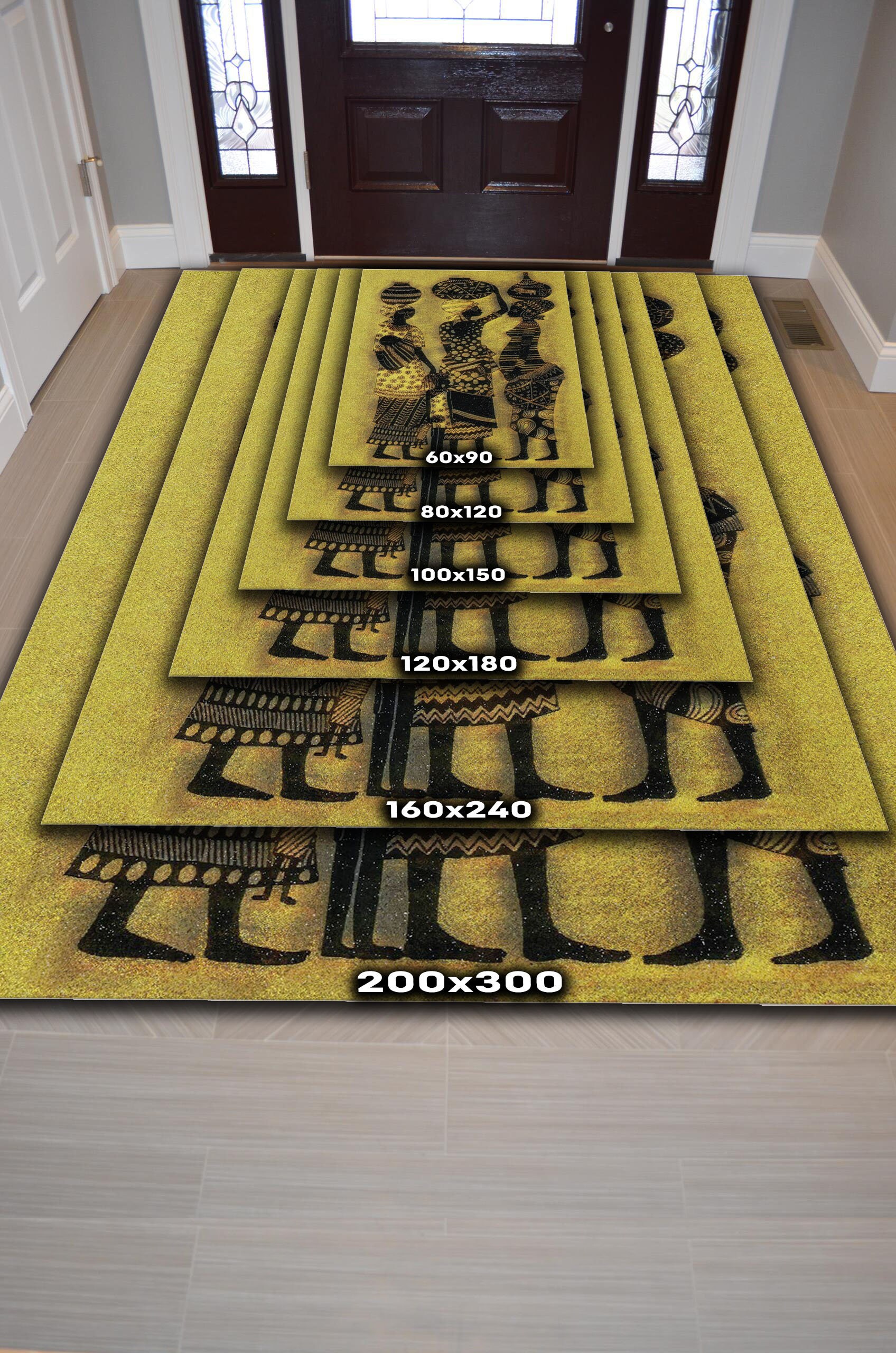 African Women Black and Yellow African Home Decor Rug, Ethnic Rug for ...