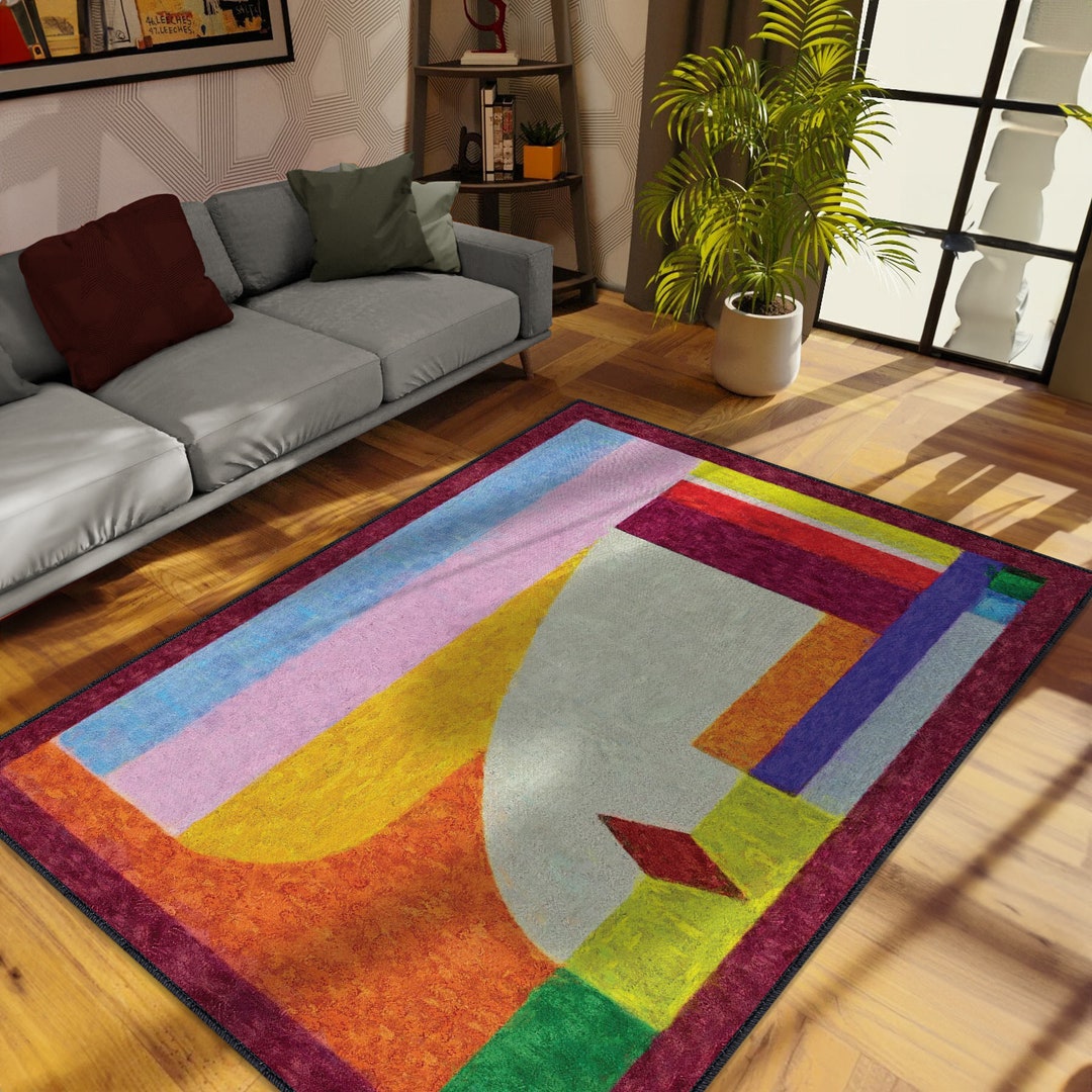 Geometric Colorful Rug With an Abstract Woman for Indie Room Decor ...