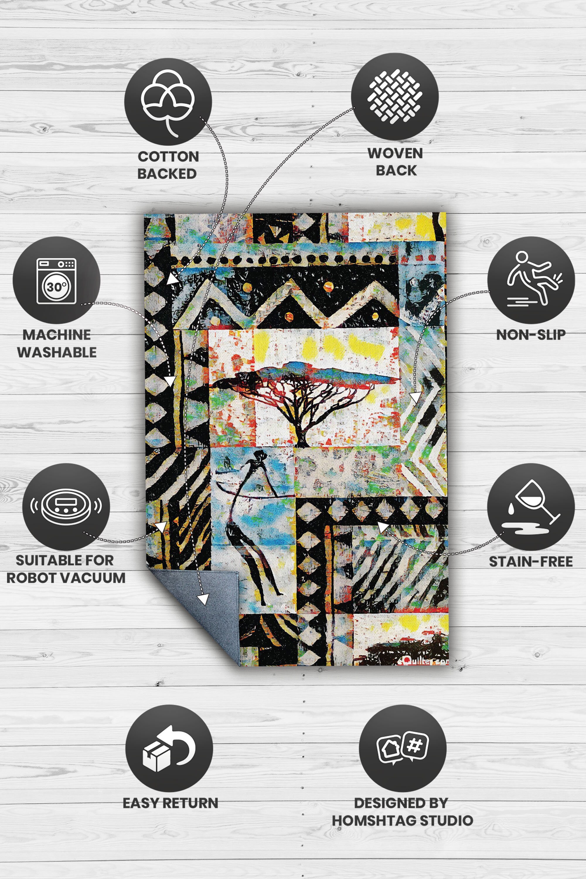 Abstract African Rug for Ethnic Home Decor, Aesthetic African Culture ...