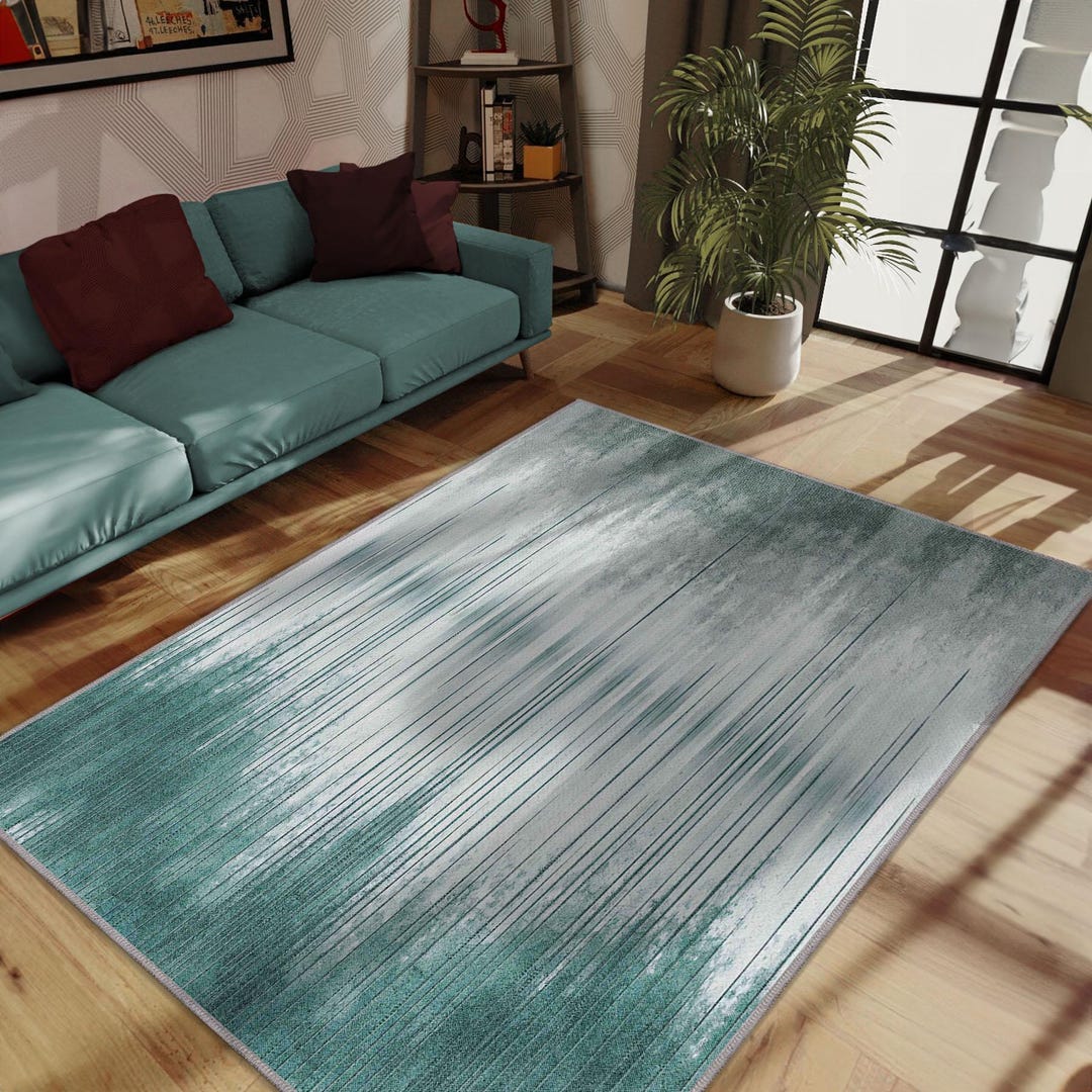Ombre Rug for Aesthetic Home Decor, Teal Rug, Gradient Rug, Modern ...