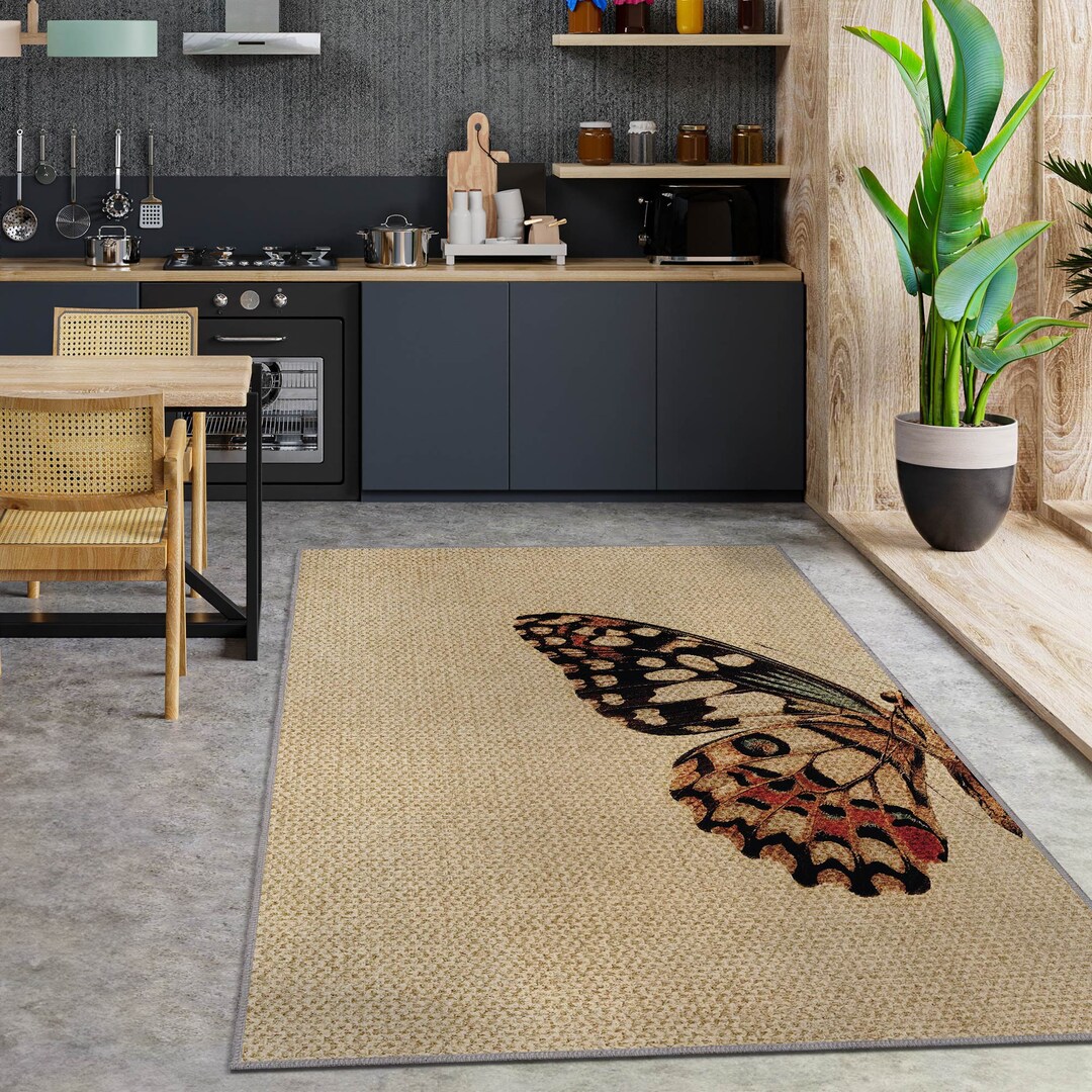 Wicker Rug Look Butterfly Rug for Aesthetic Room Decor, Butterfly Wing ...