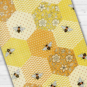 Honeycomb Bee Rug: Playful Yellow Floral Decor, Cotton Woven - Etsy