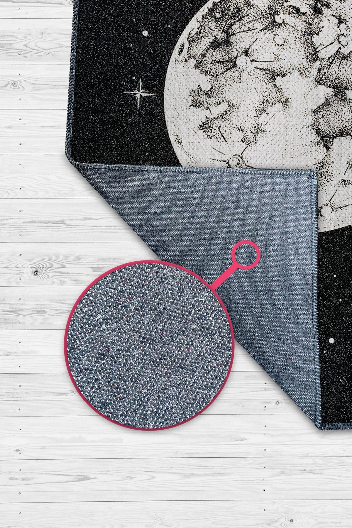 Moon in Space Rug, Full Moon Rug, Moon View Rug, Dark Modern Living ...