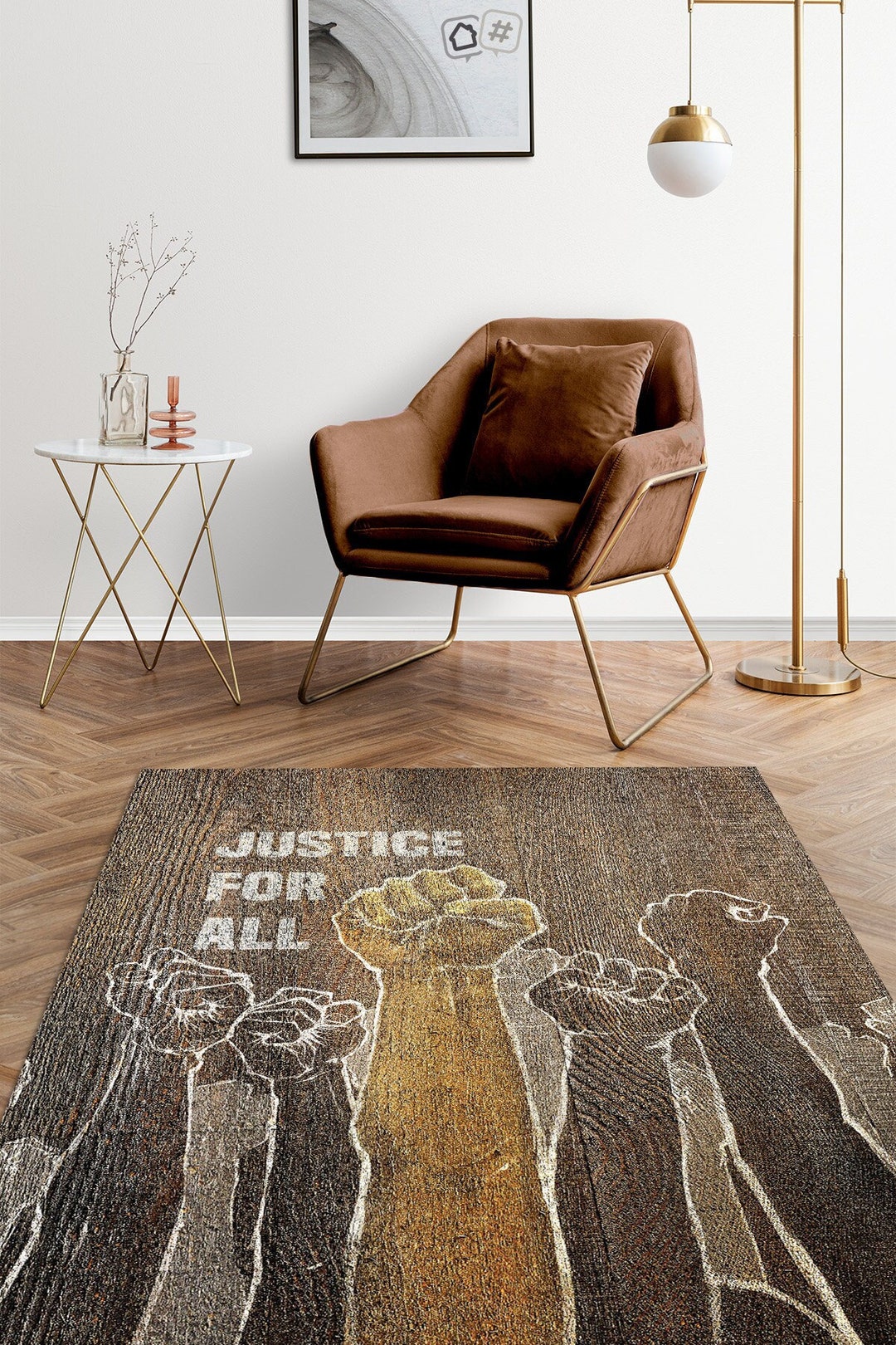 Justice for All Rug Modern Living Room Ombre Room Decor - Etsy