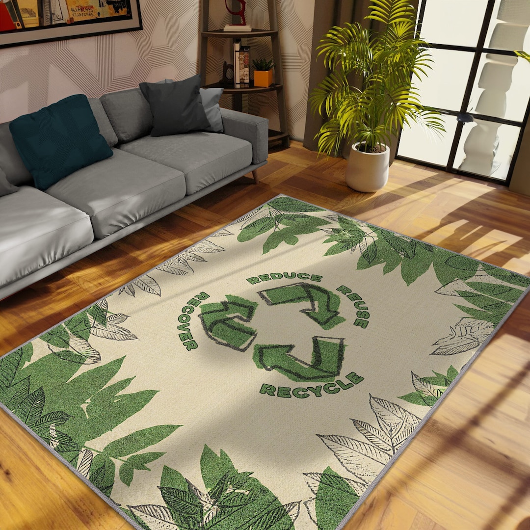 Reduce Reuse Recycle Themed Rug, Environmental Awareness Gift for Earth ...