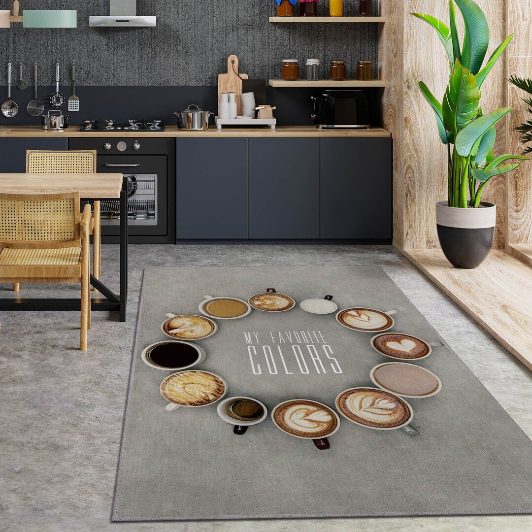 Coffee Lover Rug for Lighthouse Kitchen Decor, Coffee Themed Rug ...