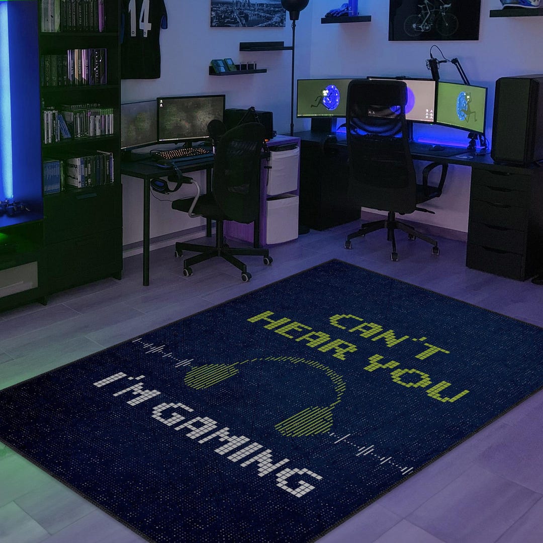 Funny Gamer Area Rug, Can't Hear You I'm Gaming Mat, Machine Washable ...