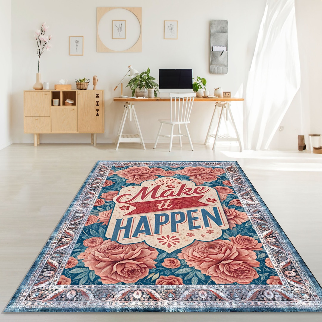 Make It Happen, Nostalgic Retro Style Rug for Positive Uplifting Decor ...