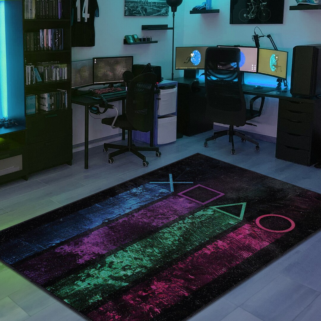 Gamer Rug, Video Game Rug for Gaming Room, Joystick Pattern Rug, Gaming ...