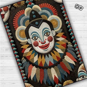 Circus Clown Rug, Retro Clown Rug for Clowncore Decor, Bohemian Clown ...