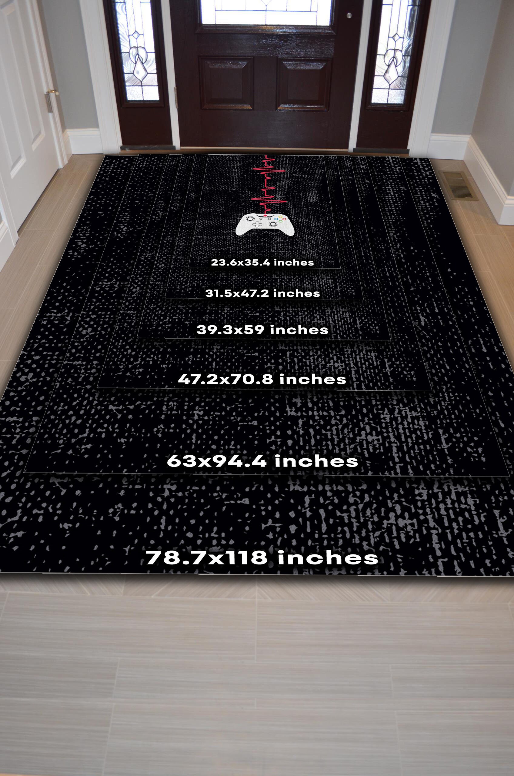 Gaming Room Black Rug for Gamer Room Decor, Gamer Gifts, Washable Video ...