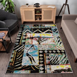 Abstract African Rug for Ethnic Home Decor, Aesthetic African Culture ...