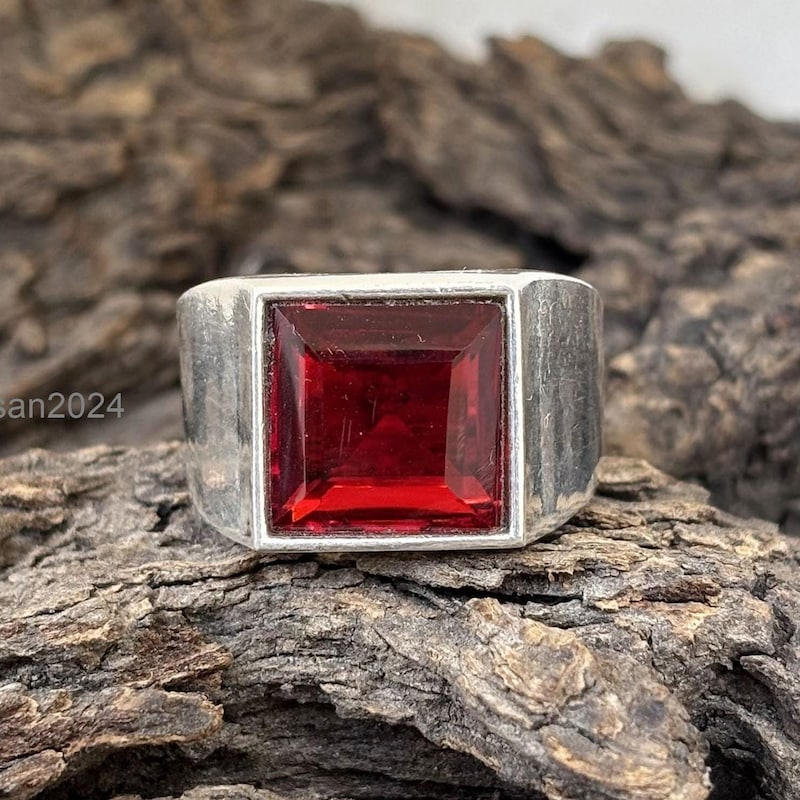 Mens Garnet Ceramic Ring - Etsy