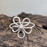 Silver Rose Ring: Chunky Flower Statement Ring - Etsy
