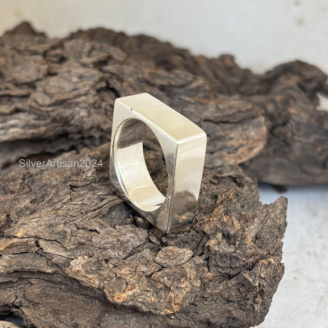 Solid Sterling Silver Ring, Cube Ring, Square Ring, Geometric Modern ...