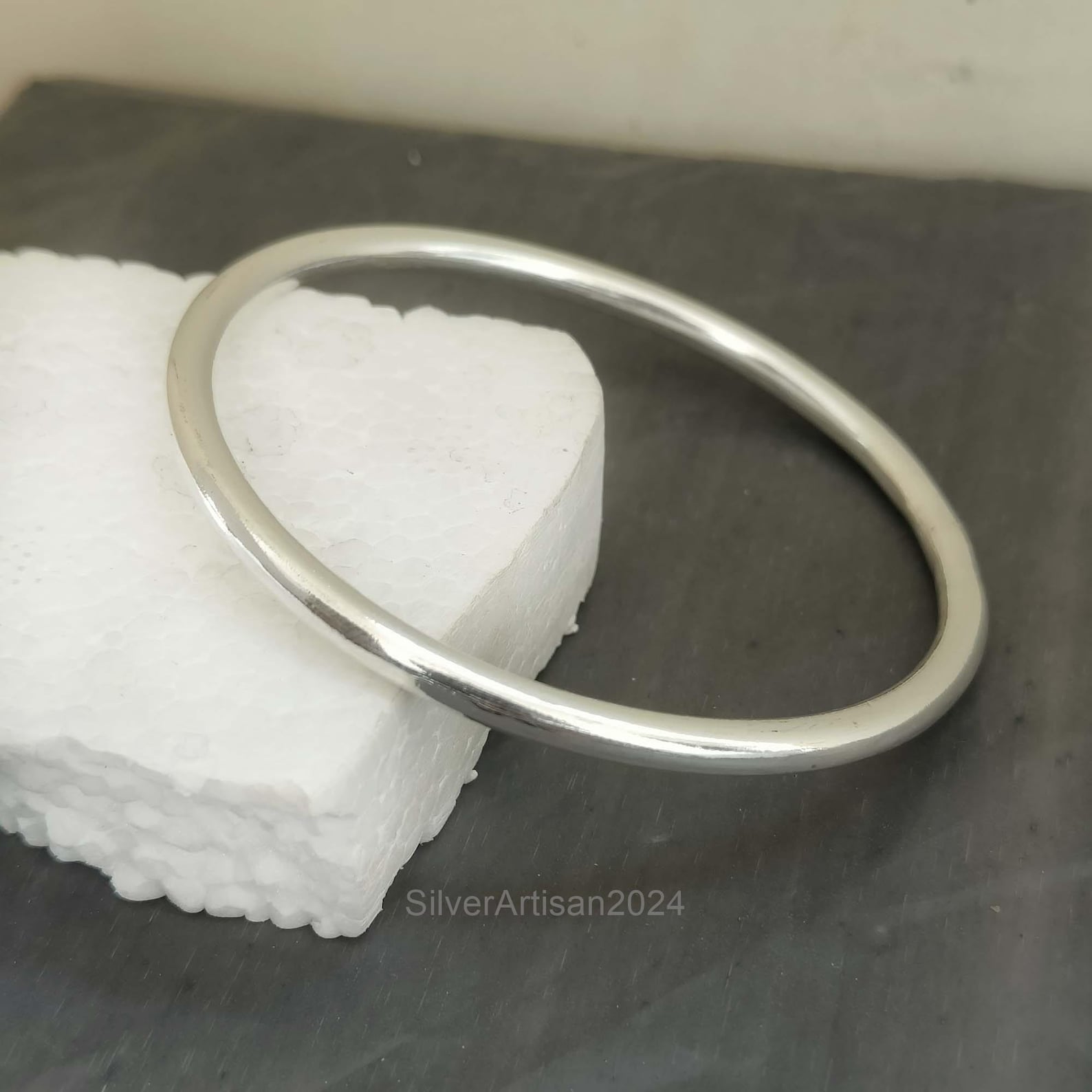 Handmade Chunky Sterling Silver Bangle: Heavy Stackable Design - Etsy