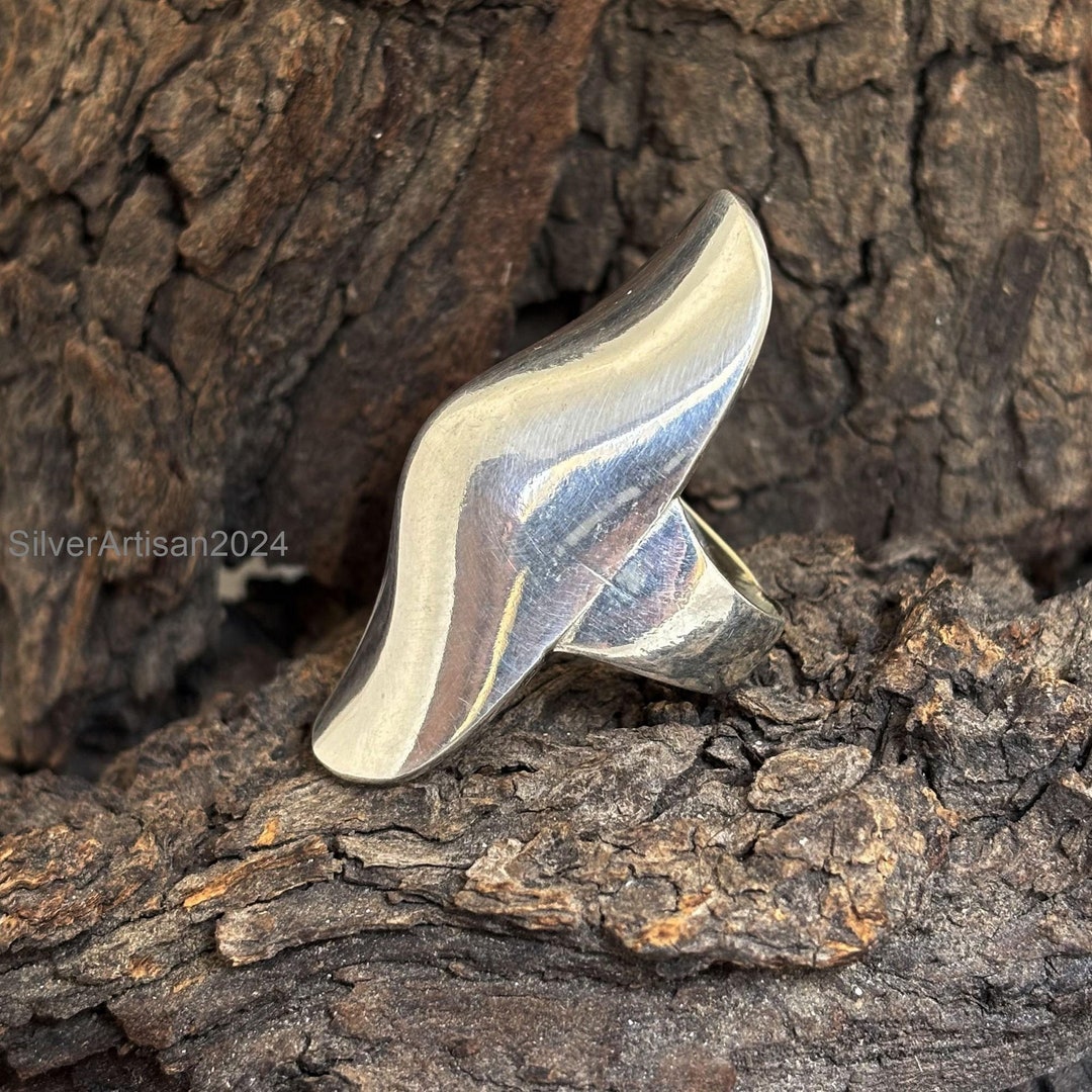 Handmade Sterling Silver Full Finger Ring: Long Boho Statement Jewelry ...