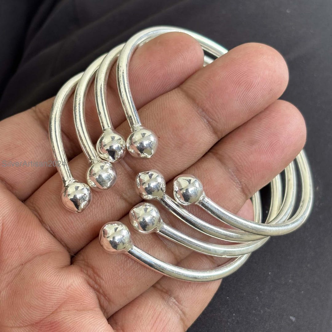 Sterling Silver West Indian Bangles - Set of 4 Boho Handmade Bangles - Etsy