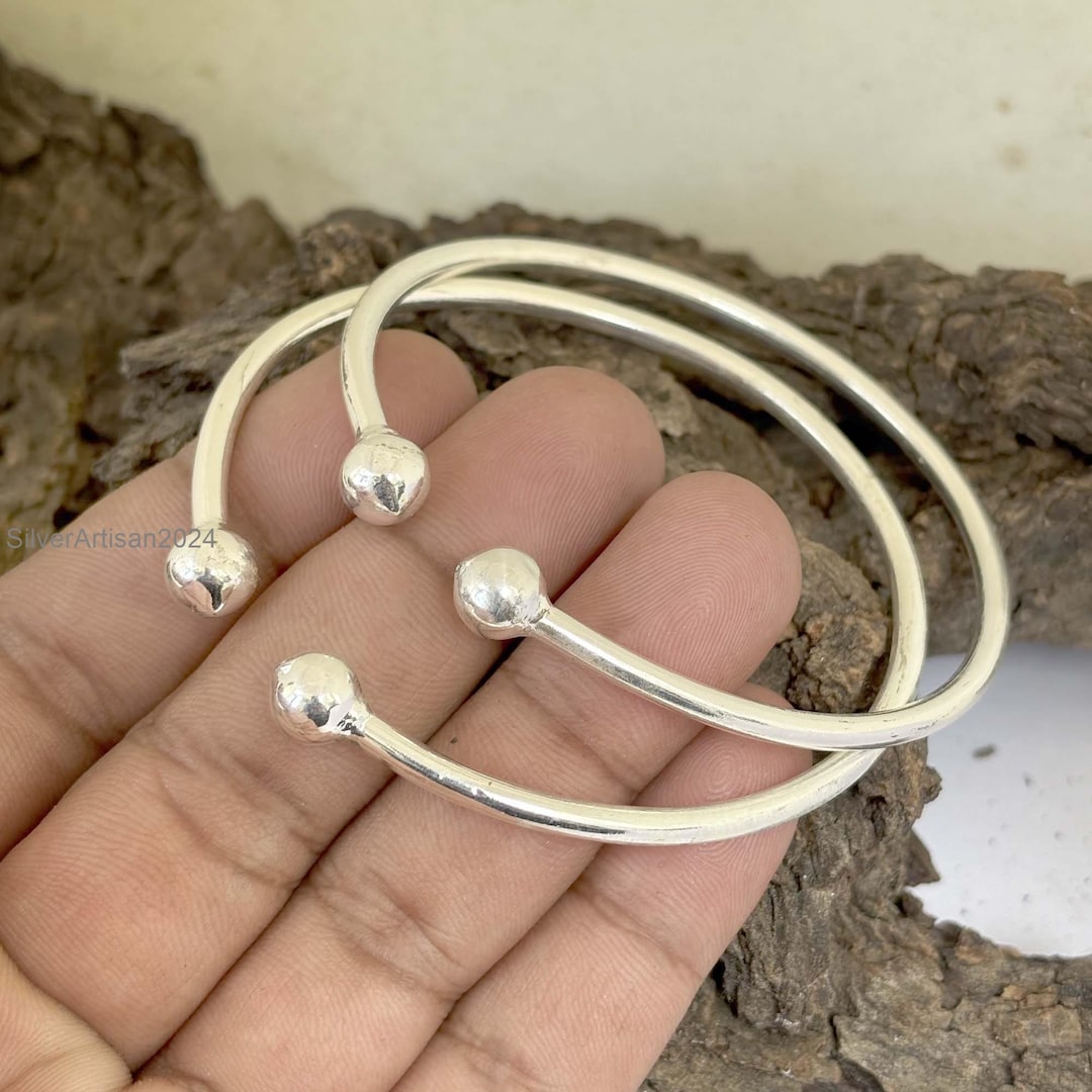 Thick West Indian Bangles, Set of 2 Bangle, Sterling Silver Bangles ...