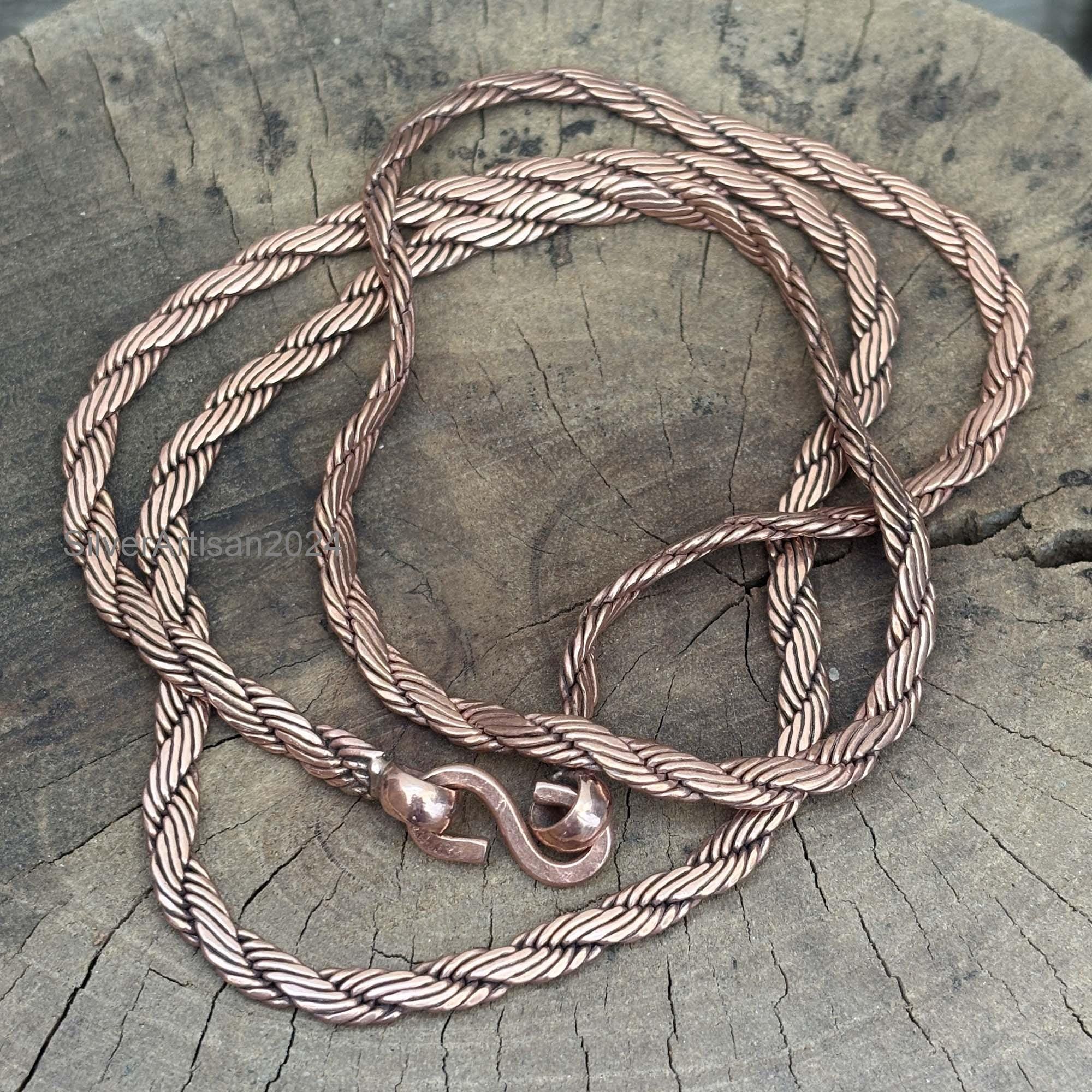 Antiqued Pure Copper Chain Necklace, Unisex Vintage Style, Handmade ...