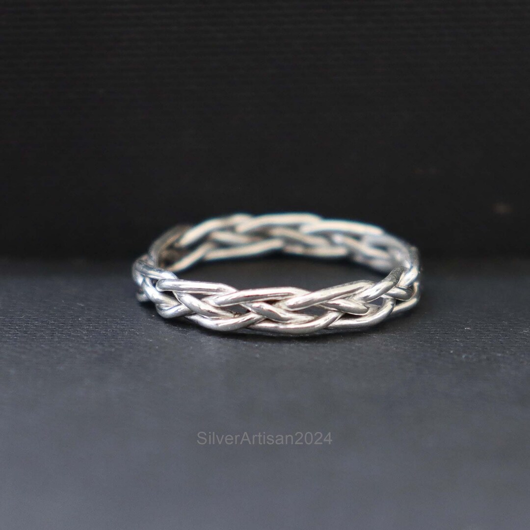 Sterling Silver Braided Ring for Women, Simple Dainty Ring, Minimalist ...