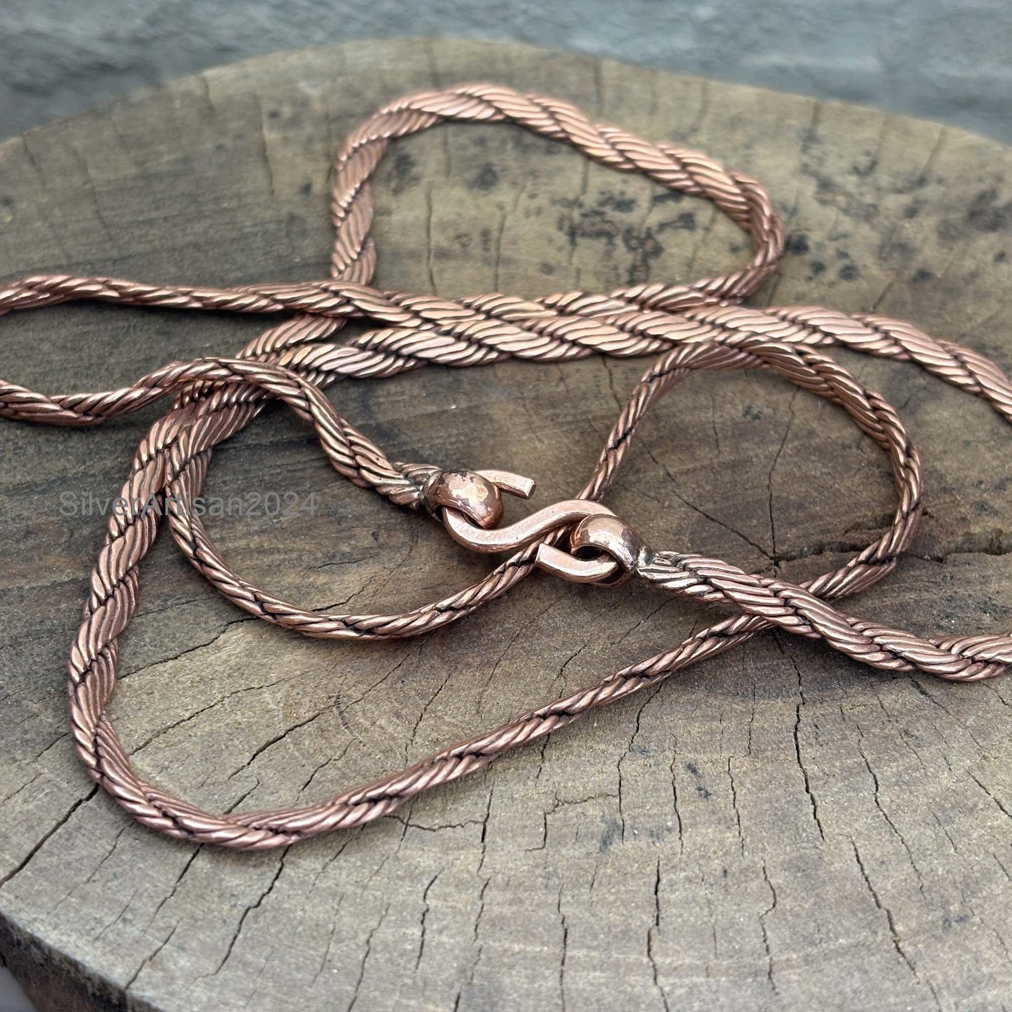 Antiqued Pure Copper Chain Necklace, Unisex Vintage Style, Handmade ...