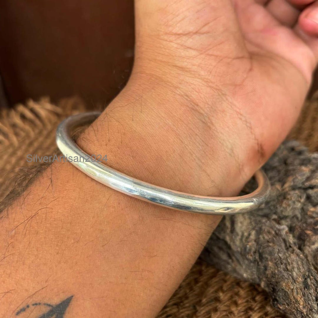 Thick Silver Bangle, Plain Silver Bangle,heavy Silver Bangle,unisex Heavy Bangle,chunky Silver ...