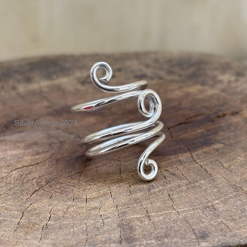 Sterling Silver Spiral Ring: Adjustable Arthritis Splint - Handmade - Etsy