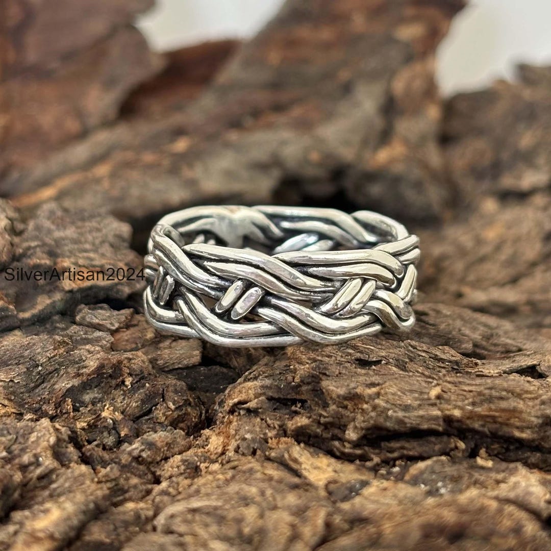 Braided Sterling Silver Ring: Basket Weave Bali Braid Band - Etsy