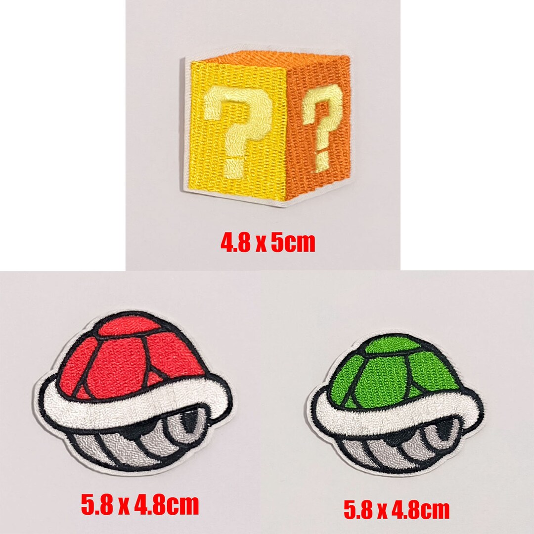 Super Mario Tortoise Shell Question Mark Patches Badges Iron on Sew On ...
