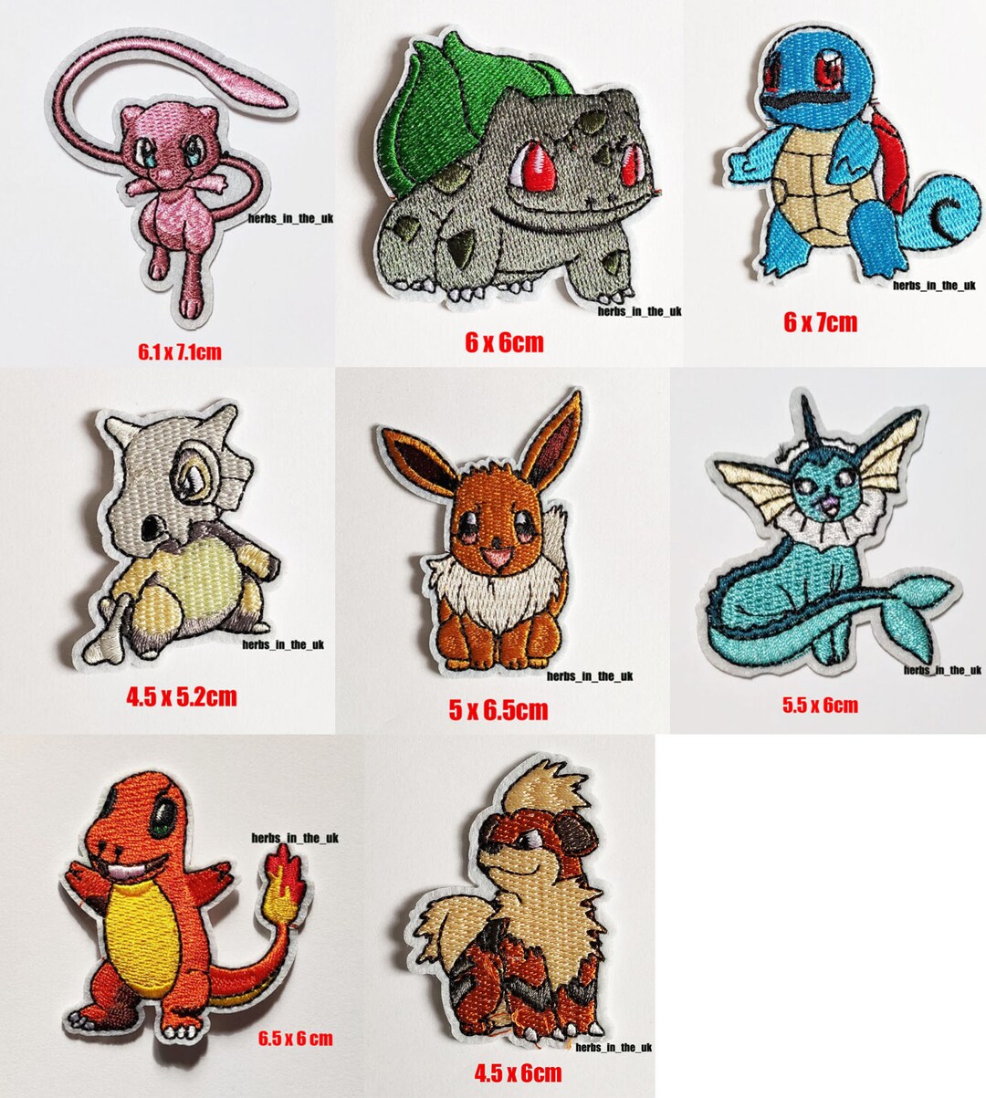 Pikachu Pokemon Ball Mew Bulbasaur Squirtle Cubone Eevee Growlith Dragon Charmander Patches ...