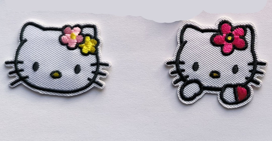 New Hello Kitty Cat Head Patch Badge Iron on Sew On - Etsy