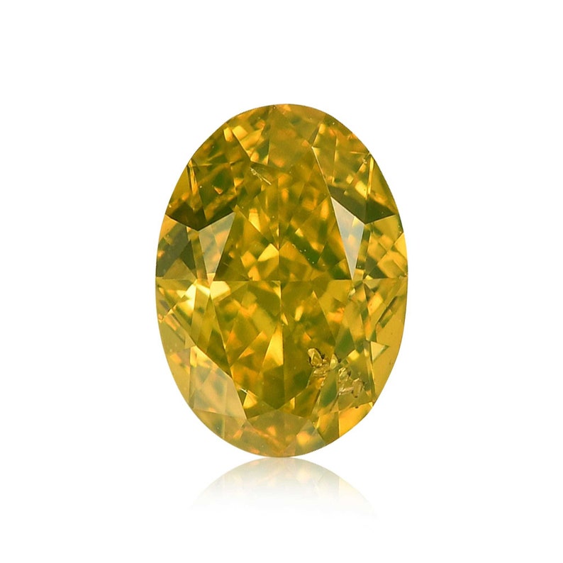0.50 Carat Fancy Deep Yellow Color Natural Diamond Oval Shape, SI2 ...