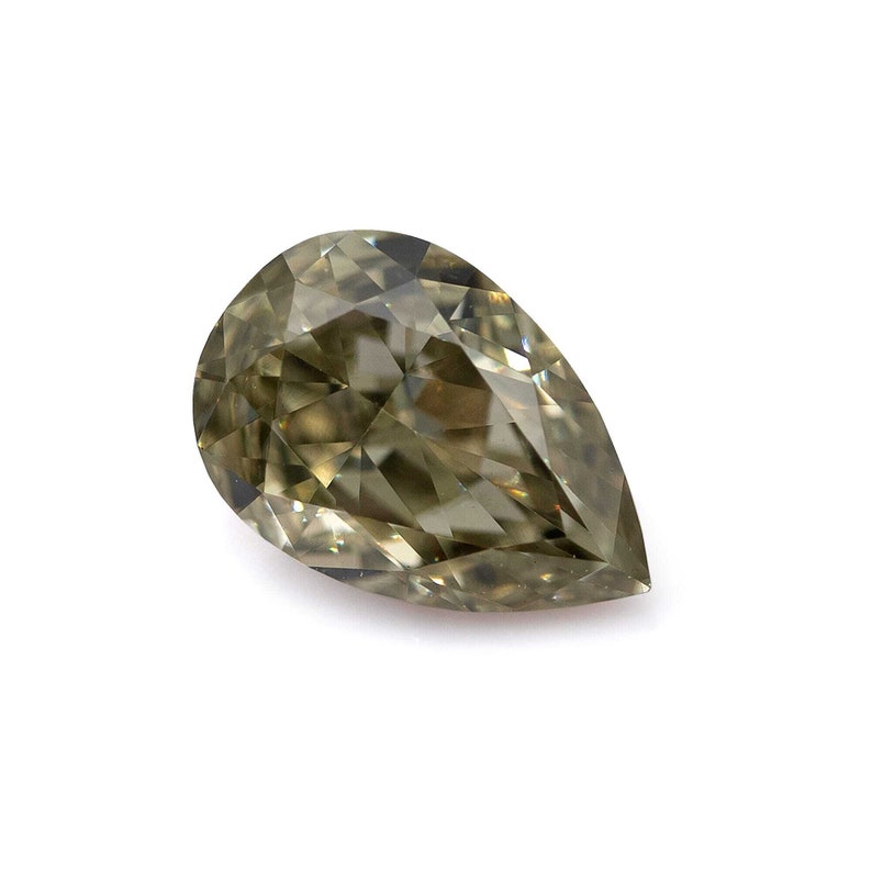 0.26 TCW Natural Loose Diamond, Fancy Gray-greenish Yellow Color, Pear ...