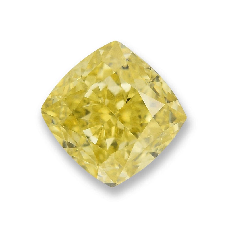 0.52 Carat Fancy Intense Yellow Color Natural Diamond Cushion Modified ...