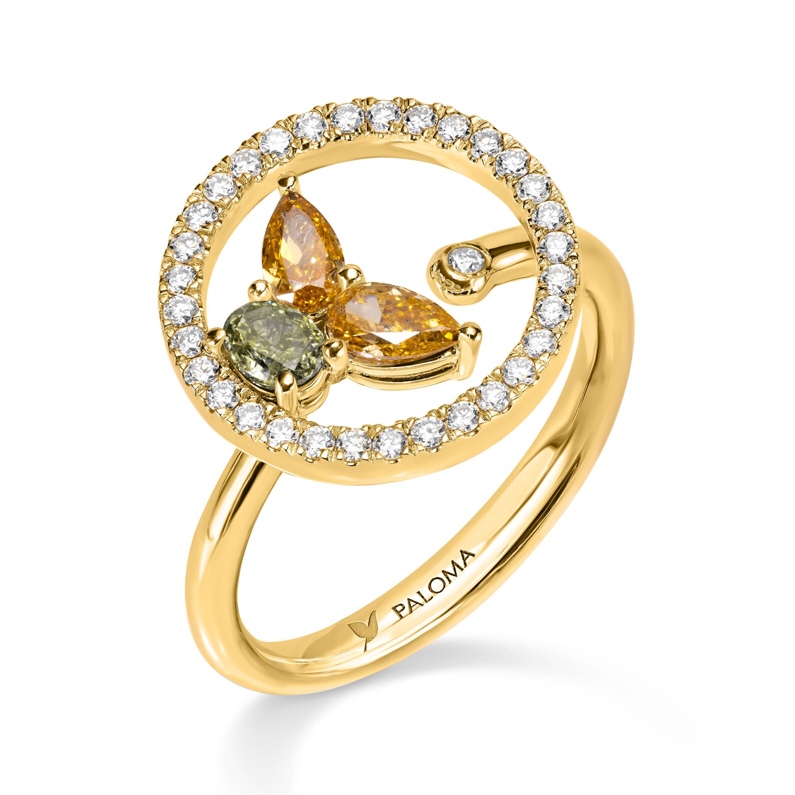 18K Yellow Gold Ring With 0.87 Total Carat Weight Natural Diamond ...