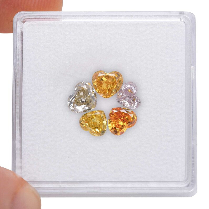 1.88 Carat 5 Natural Loose Diamond Set Green Brown Heart VS2-SI2 Rare ...