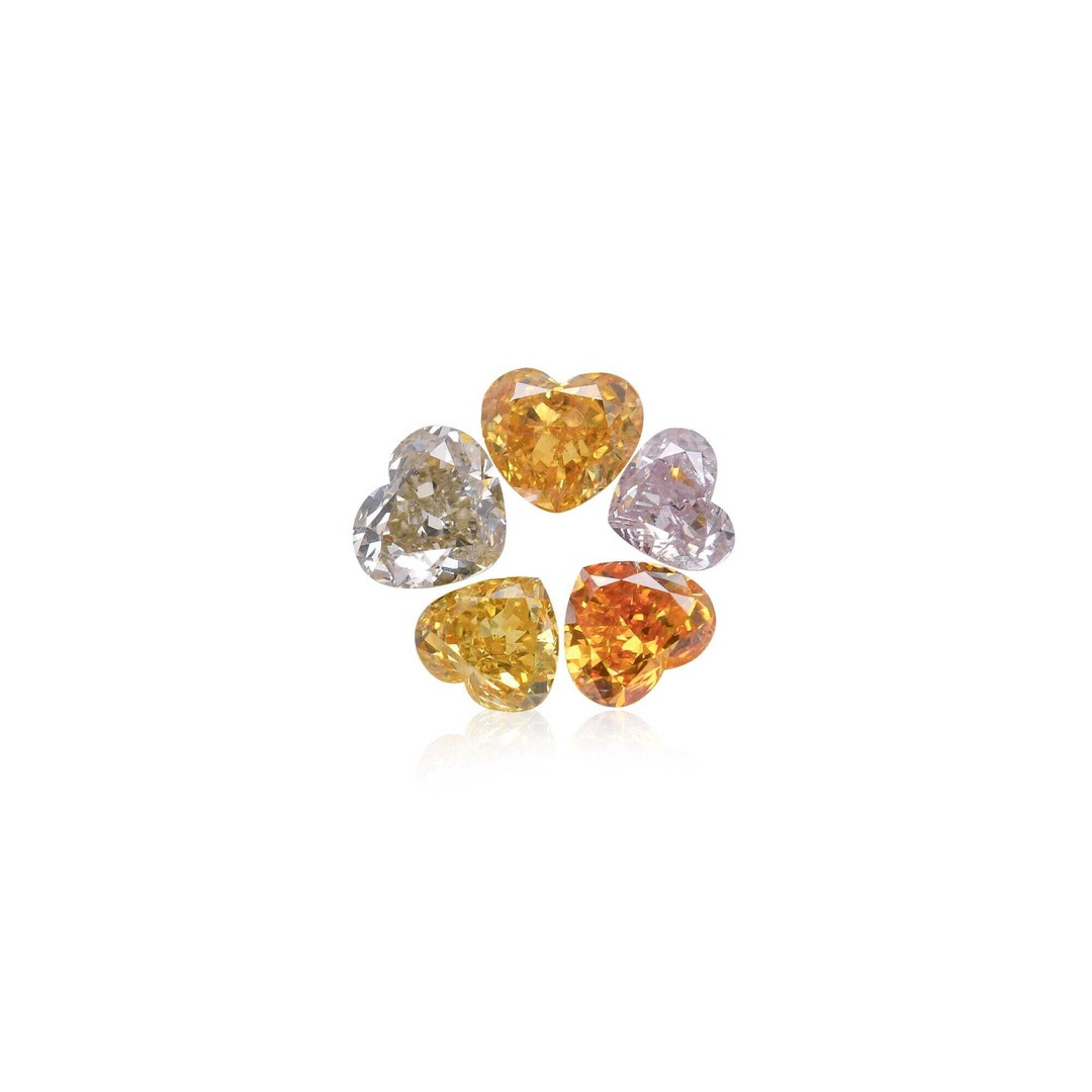 1.88 Carat 5 Natural Loose Diamond Set Green Brown Heart VS2-SI2 Rare ...