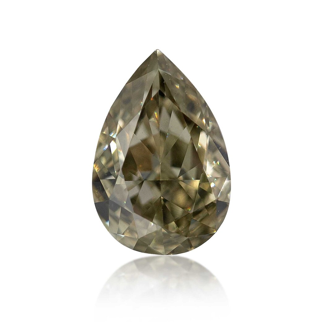 0.26 TCW Natural Loose Diamond, Fancy Gray-greenish Yellow Color, Pear ...