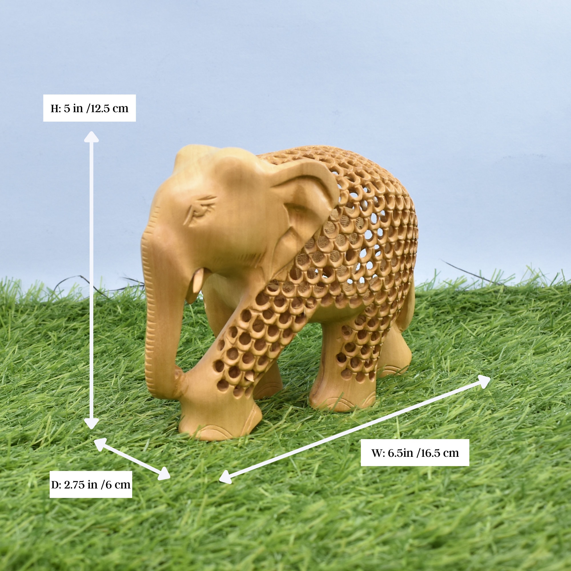 Wooden Elephant Statue | Wood Hand Carved Elephant Figurine Décor ...