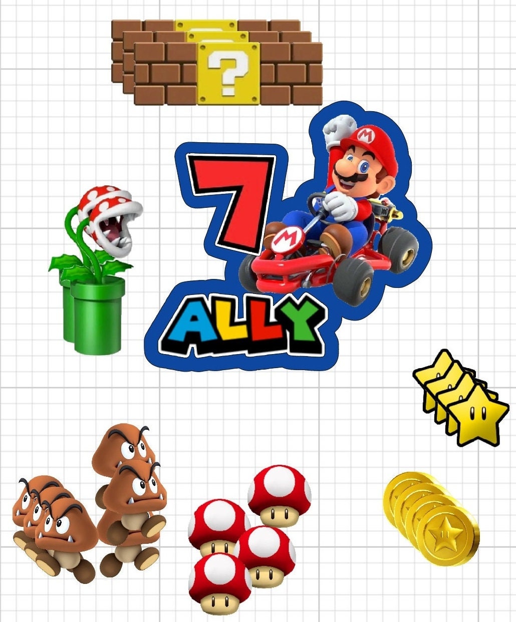Super Mario/mario Cart Cake Topper. Personalised. - Etsy