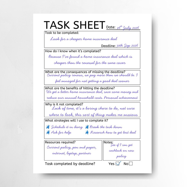 Task Sheet | Beat Procrastination | Productivity | Motivation ...