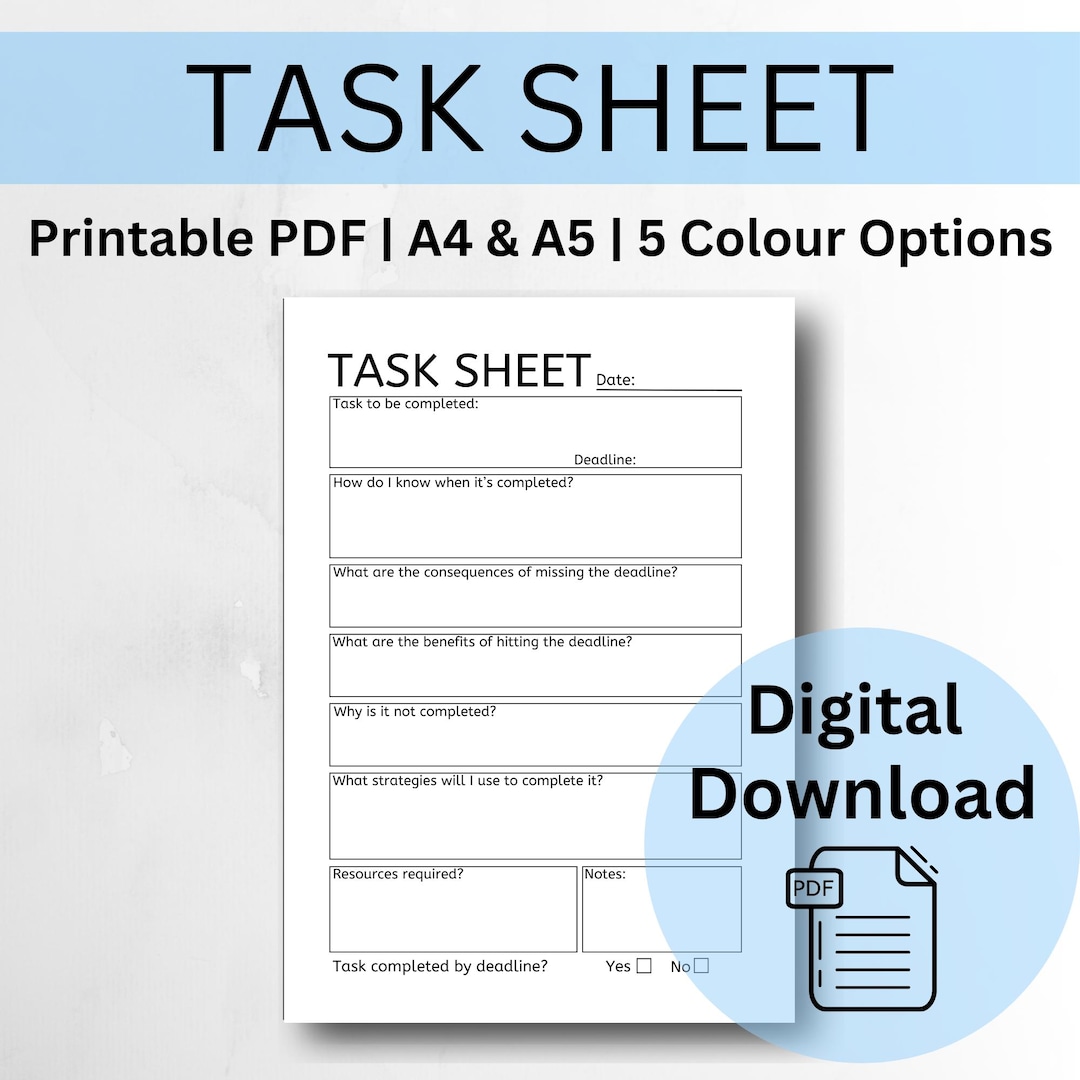 Task Sheet | Beat Procrastination | Productivity | Motivation ...