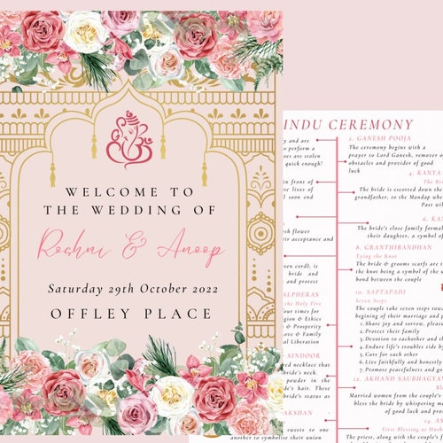 Indian Wedding Seating Chart Hindu Wedding Seating Chart - Etsy