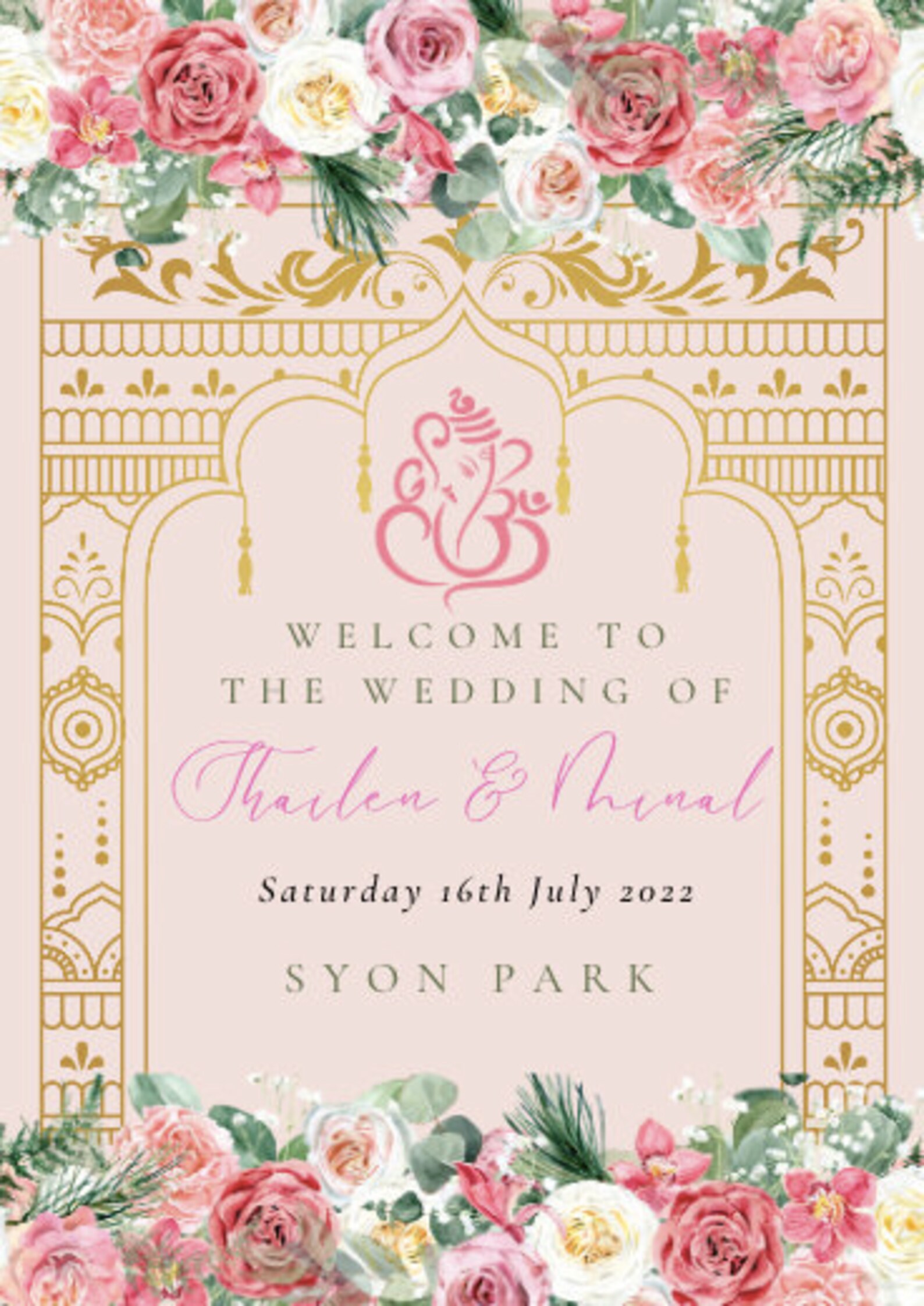 Pink and Green Hindu Wedding Welcome Sign - Etsy