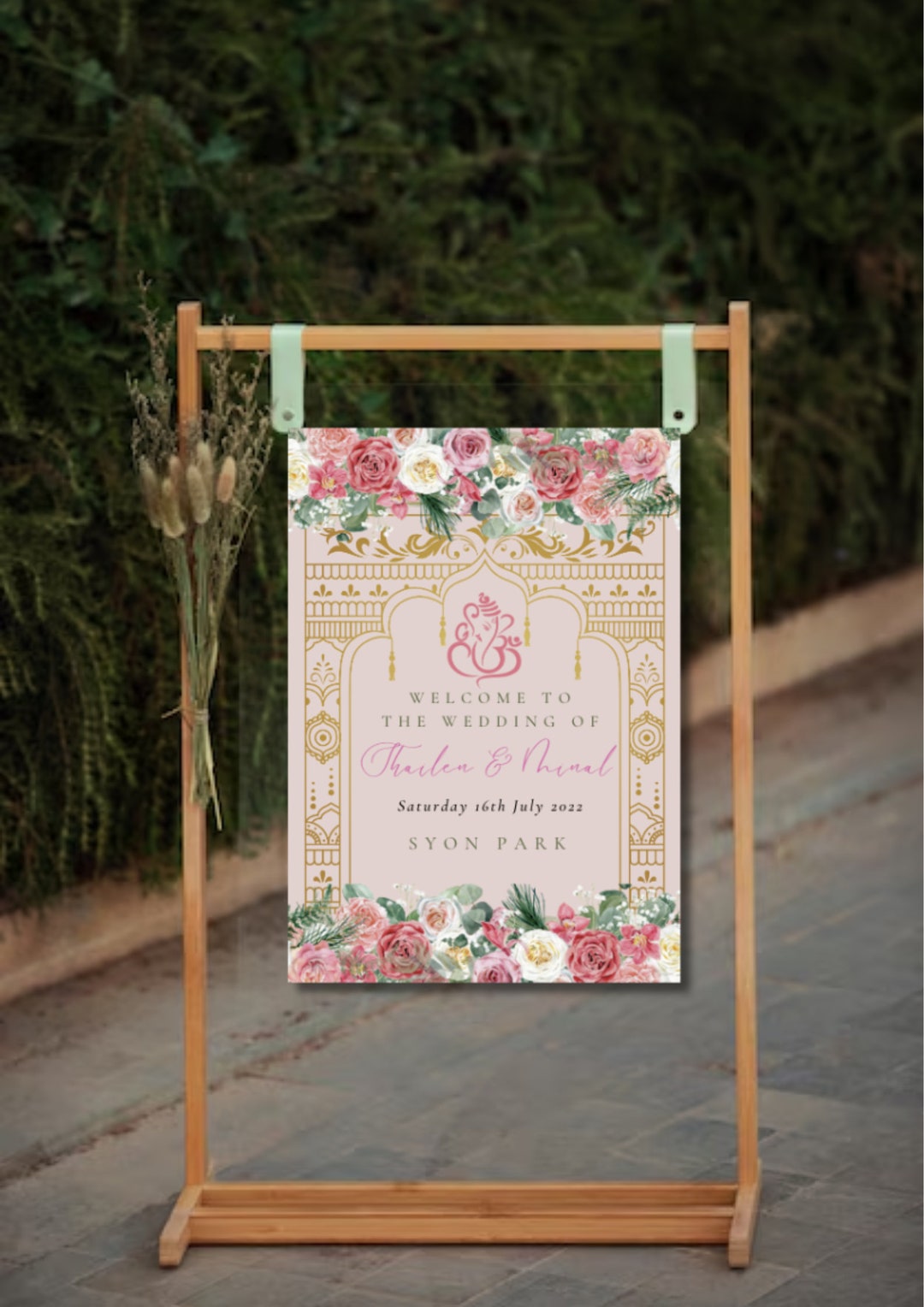 Pink and Green Hindu Wedding Welcome Sign - Etsy