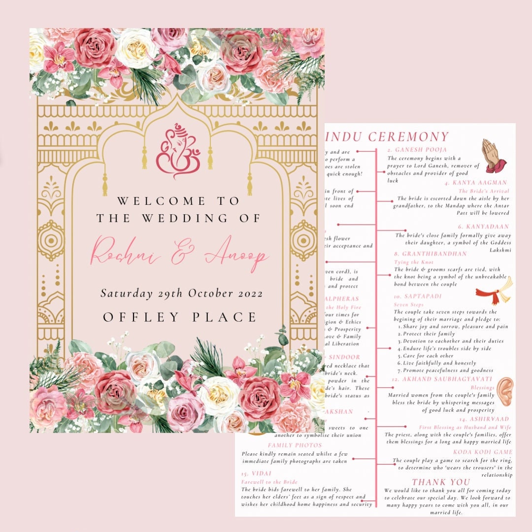 Hindu Wedding Programme - Etsy