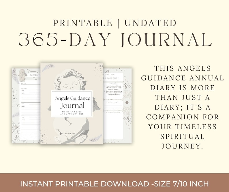 Printable Angels Guidance Journal 365 Day, Undated Planner With Monthly ...