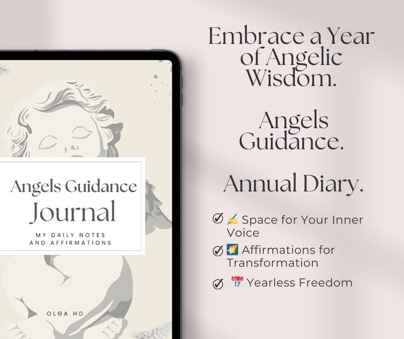 Printable Angels Guidance Journal 365 Day, Undated Planner With Monthly ...